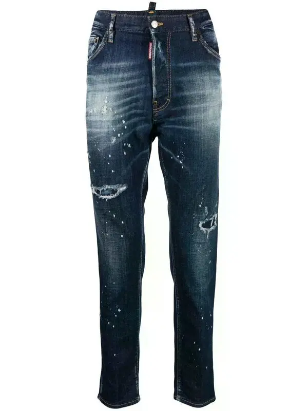 Dsquared2 Paint-splatter Ripped Skinny Jeans