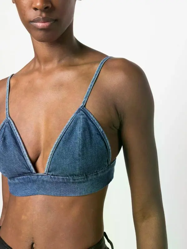 AGOLDE Triangle-cup Denim Crop Top