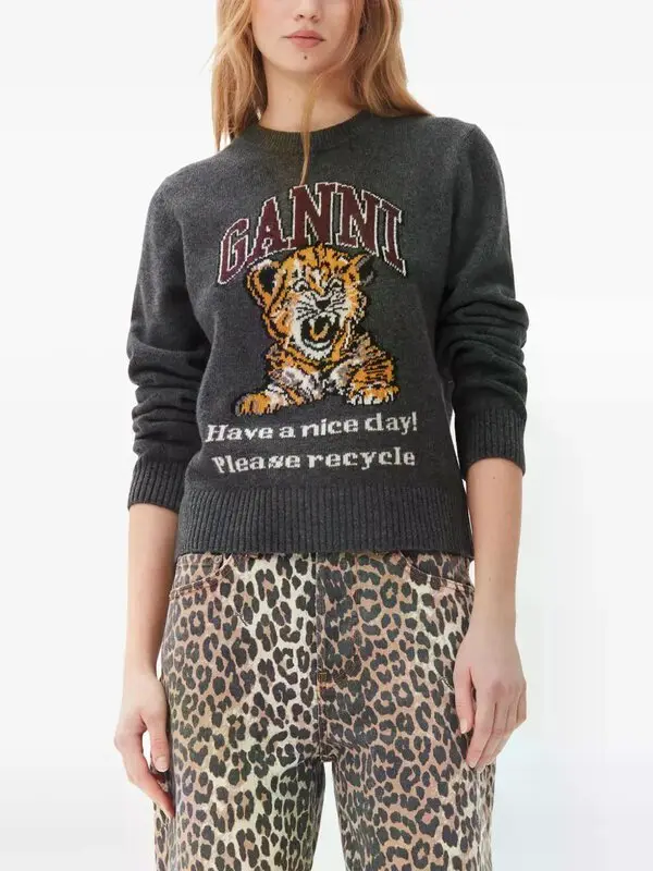 GANNI Intarsia-knit Tiger Jumper
