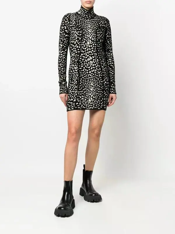 Roberto Cavalli Leopard Jacquard Mini Dress