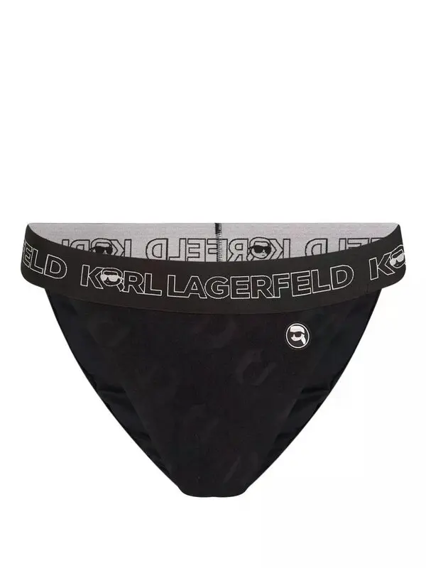 Karl Lagerfeld Ikon 2.0 Logo-appliqué Bikini Bottoms - Black