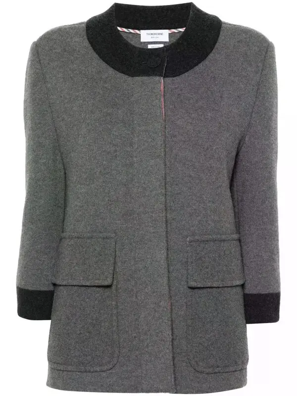 Thom Browne Contrasting-trim Wool Blend Cardigan-coat