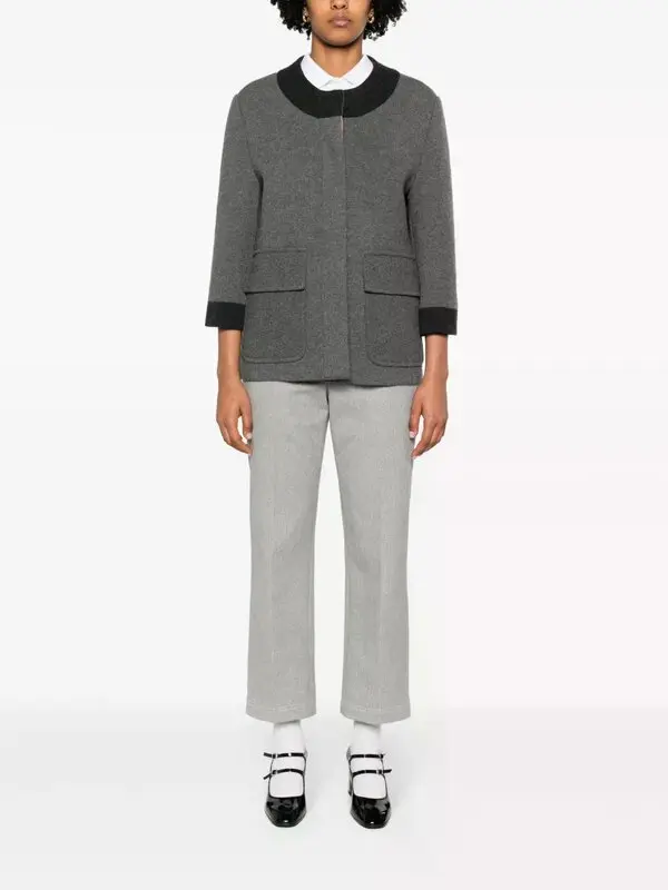 Thom Browne Contrasting-trim Wool Blend Cardigan-coat