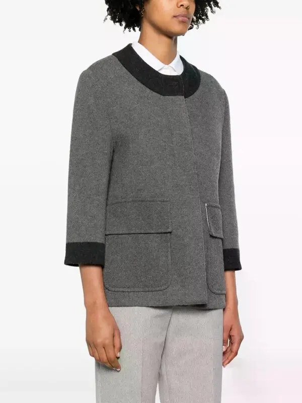 Thom Browne Contrasting-trim Wool Blend Cardigan-coat