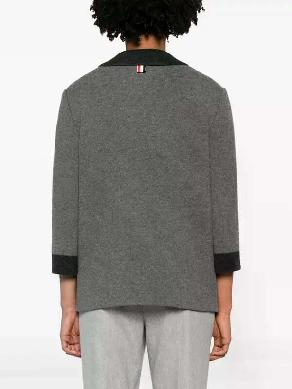 Thom Browne Contrasting-trim Wool Blend Cardigan-coat
