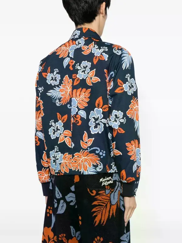 Maison Kitsuné Floral-print Zip-up Cotton Jacket