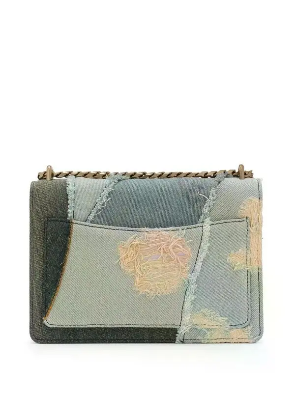 Dolce & Gabbana Logo Plaque Denim Patchwork Crossbody Bag