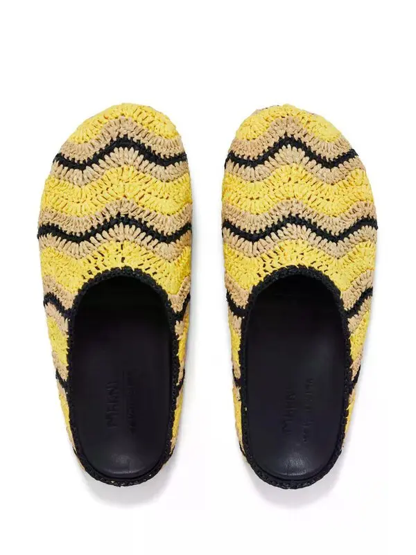 Marni Fussbett Raffia Sabot Slippers - Yellow