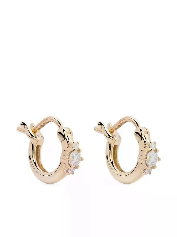 Adina Reyter 14kt Yellow Trio Diamond Huggie Hoop Earrings - Gold