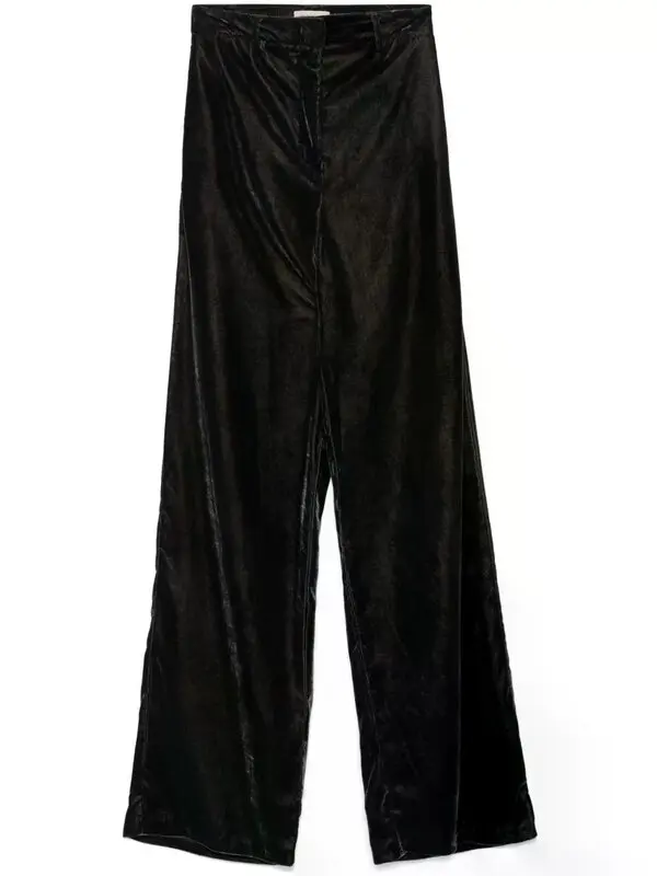 BLANCA VITA Velvet Palazzo Trousers - Grey