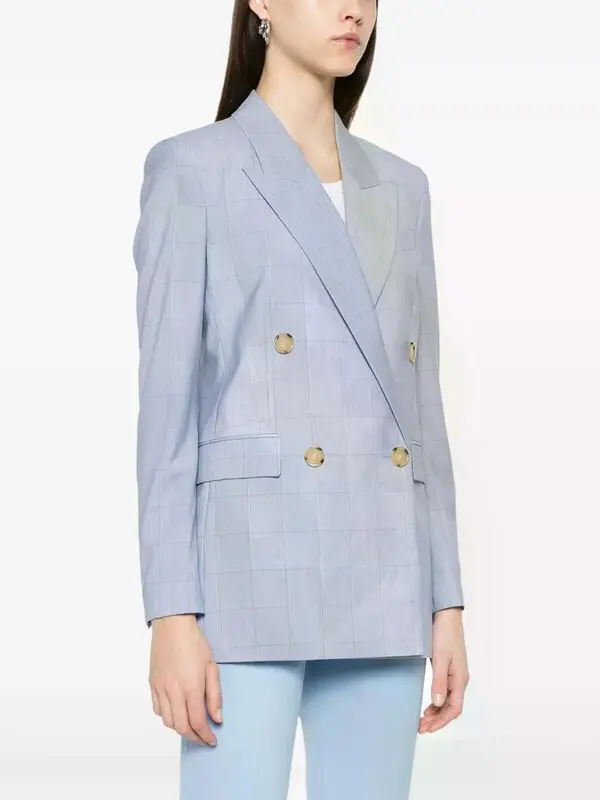 BOSS Checked Wool Double-breasted Blazer