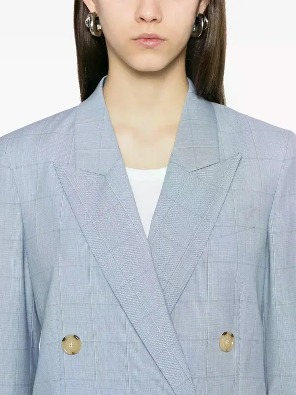 BOSS Checked Wool Double-breasted Blazer