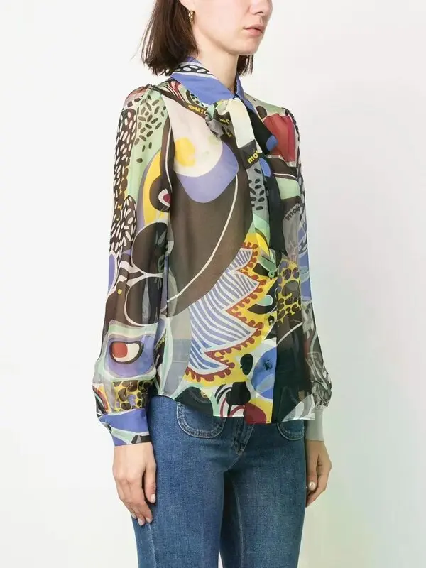 Moschino Abstract-pattern Pussy-bow Blouse