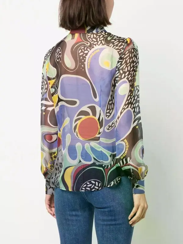 Moschino Abstract-pattern Pussy-bow Blouse