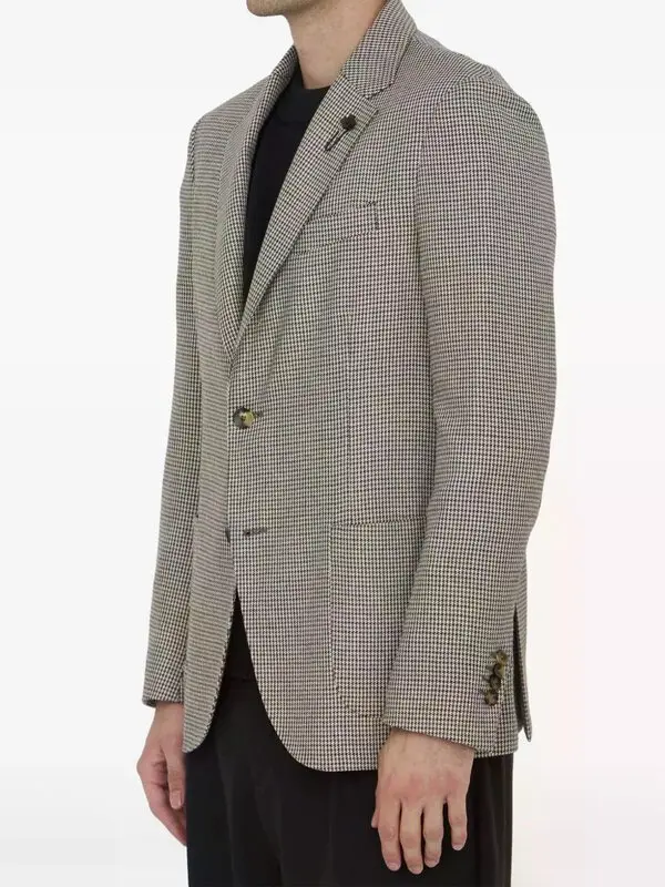 LARDINI Houndstooth-pattern Blazer - Neutrals