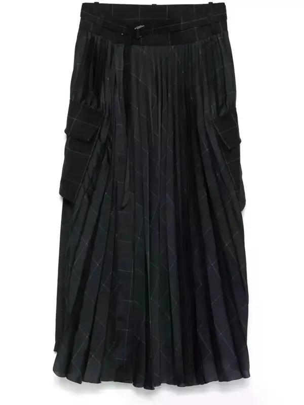 Sacai Windowpane-print Maxi Skirt