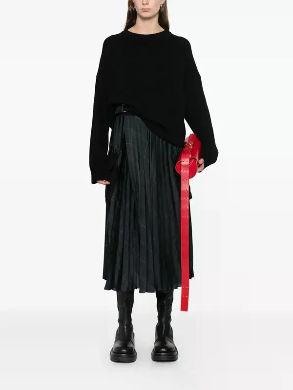 Sacai Windowpane-print Maxi Skirt