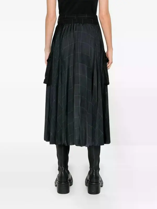 Sacai Windowpane-print Maxi Skirt