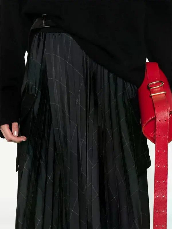 Sacai Windowpane-print Maxi Skirt