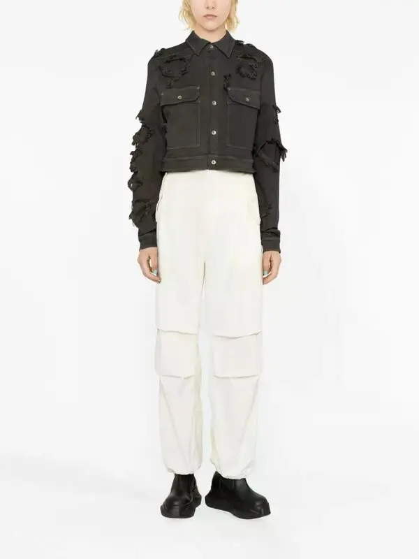 Rick Owens Distressed Cropped Denim Jacket