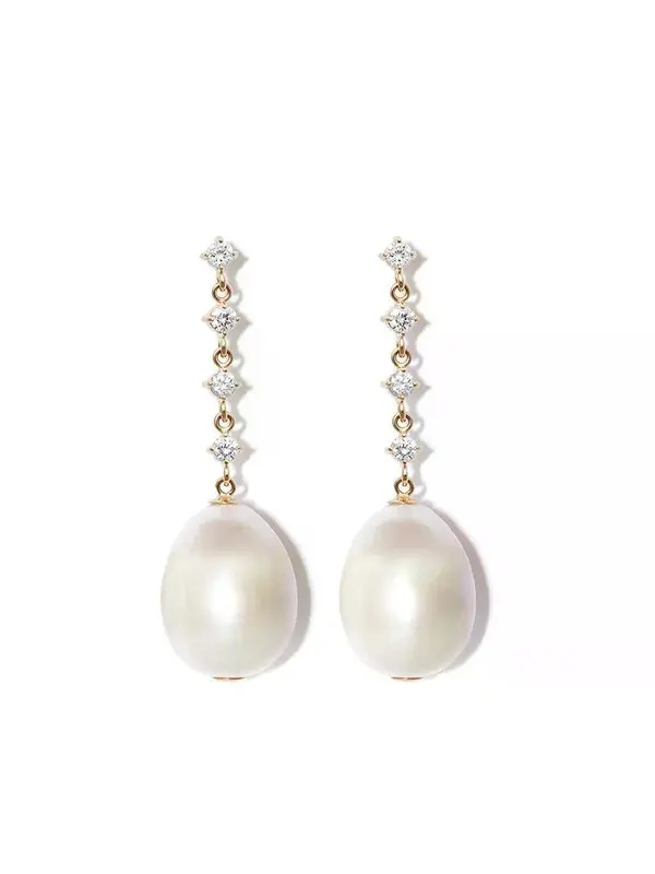 Zoe Chicco 14kt Yellow Pearl And Diamond Earrings - Gold