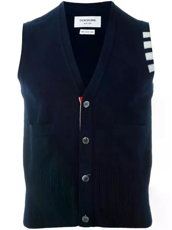 Thom Browne Sleeveless Buttoned Cashmere Cardigan - Blue