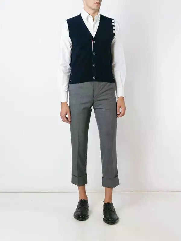 Thom Browne Sleeveless Buttoned Cashmere Cardigan - Blue