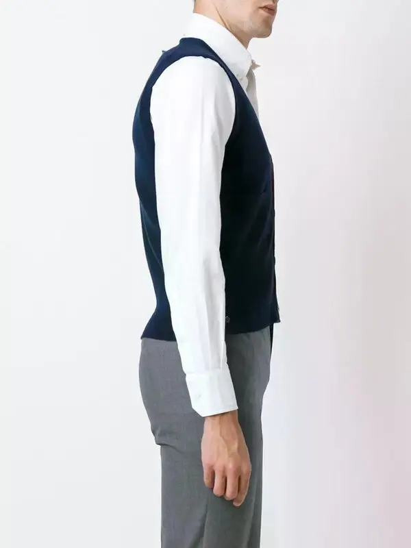 Thom Browne Sleeveless Buttoned Cashmere Cardigan - Blue