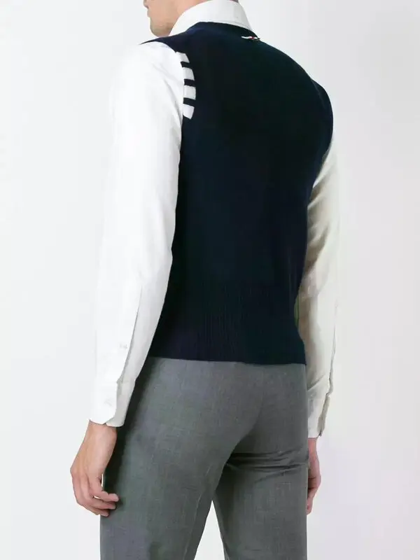 Thom Browne Sleeveless Buttoned Cashmere Cardigan - Blue