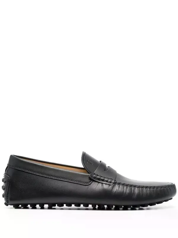 TOD'S Almond-toe Leather Loafers - Black
