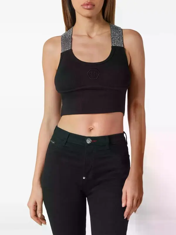 Philipp Plein Crystal-embellished Cropped Top