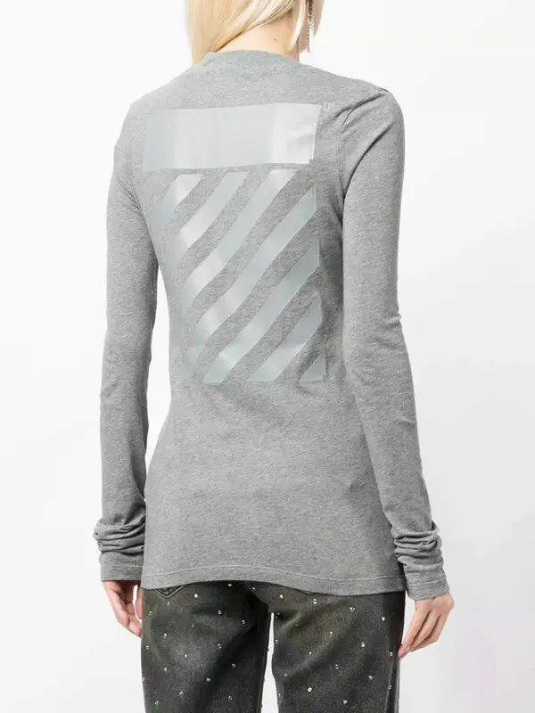 Off-White Diag-print Long-sleeve T-shirt - Grey