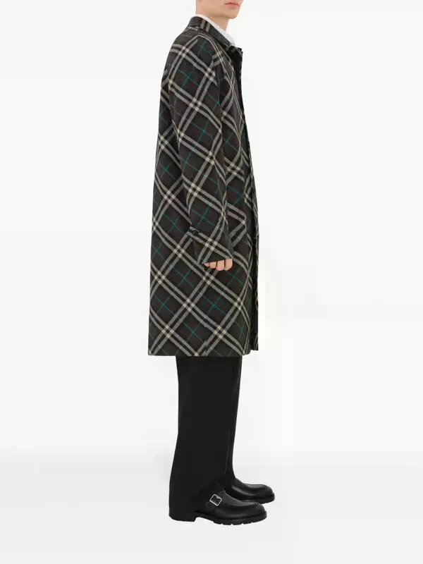 Burberry Check Pattern Mid-length Trench Coat - Brown