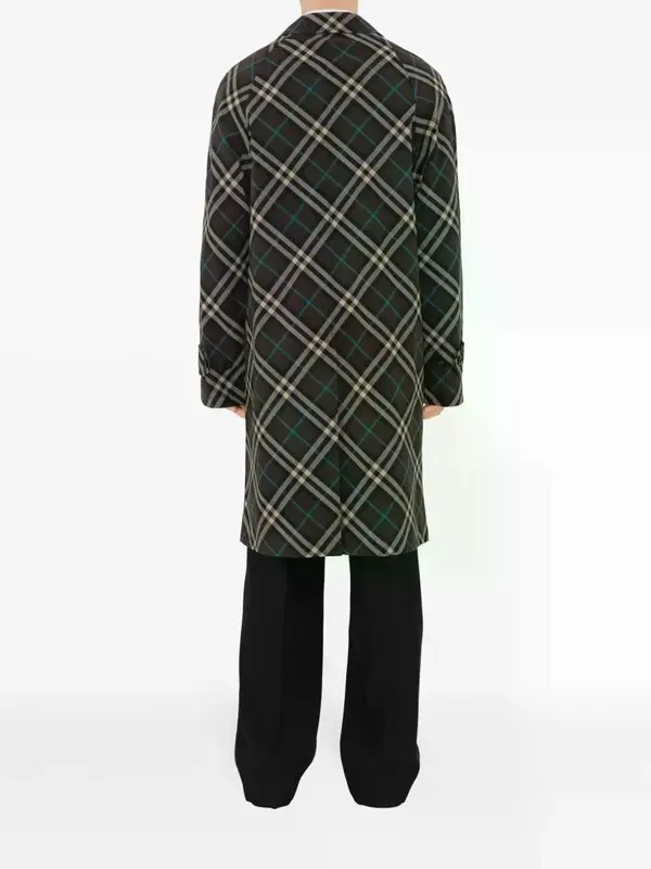 Burberry Check Pattern Mid-length Trench Coat - Brown