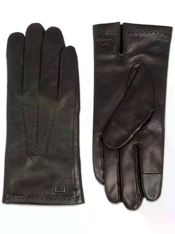 LANCEL Sellier Logo-stamp Leather Gloves - Black