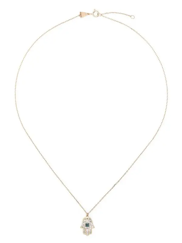 Adina Reyter 14kt Yellow Hamsa Diamond Pendant Necklace - Gold