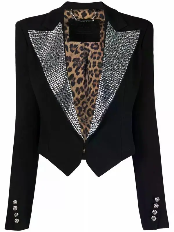 Philipp Plein Crystal-embellished Cropped Blazer