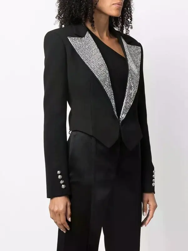 Philipp Plein Crystal-embellished Cropped Blazer