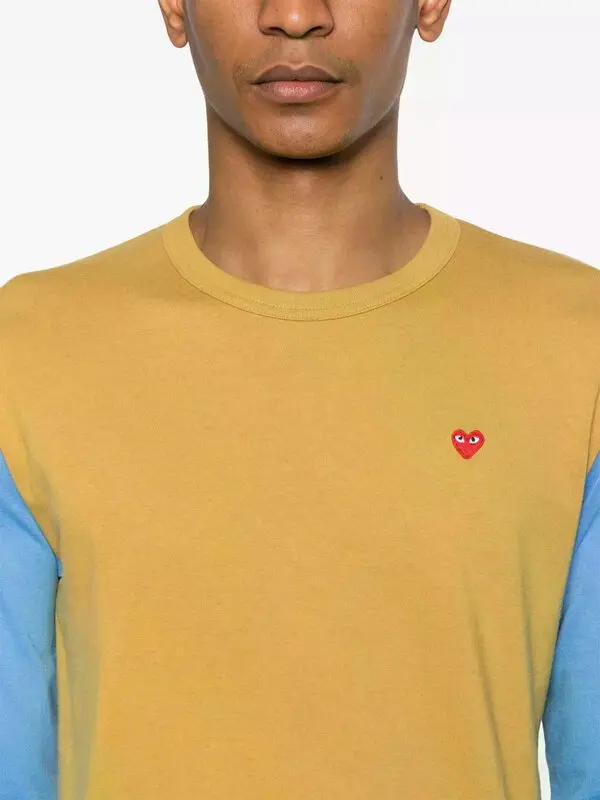Play Comme Des Garcon Mini Heart-patch T-shirt - Yellow