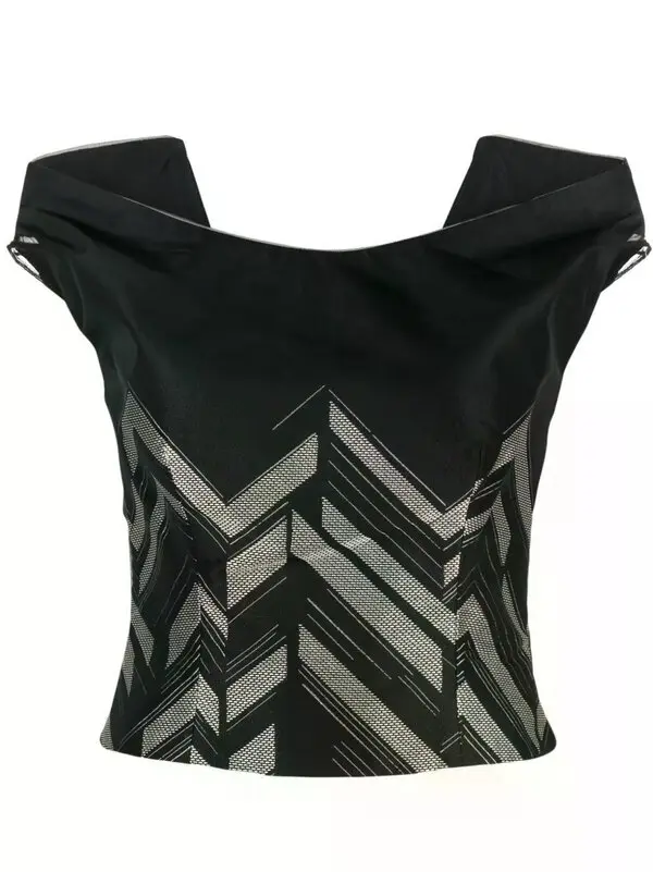 GEMY MAALOUF Chevron-pattern V-back Top