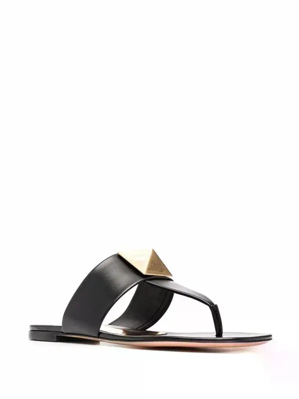 Valentino Garavani One Stud Flat Sandals - Black