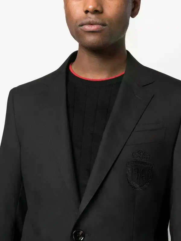 BILLIONAIRE Crest-motif Single-breasted Blazer - Black