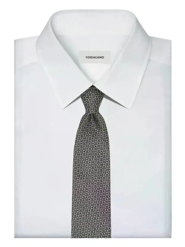 FERRAGAMO Diagonal Gancini Jacquard Tie