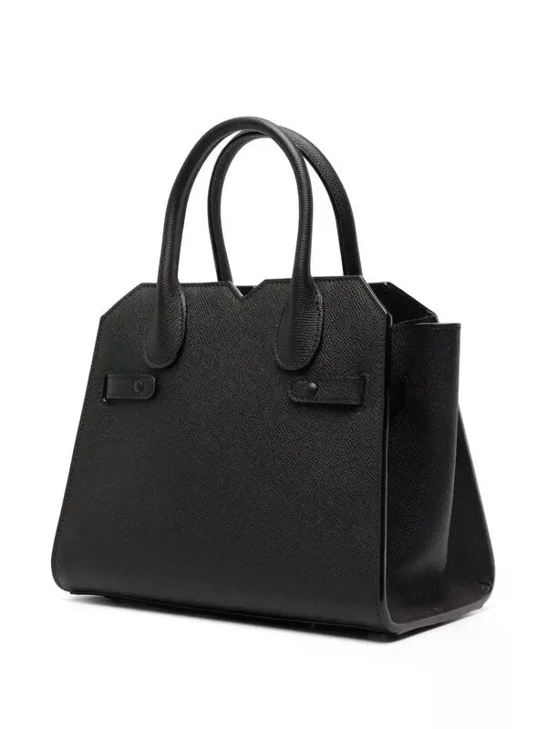 VALEXTRA Mini Milano Leather Tote Bag - Black