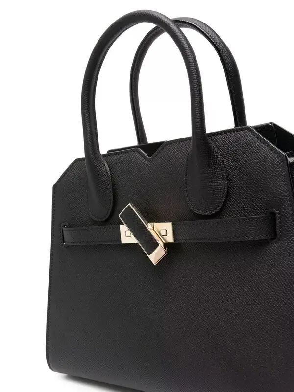 VALEXTRA Mini Milano Leather Tote Bag - Black
