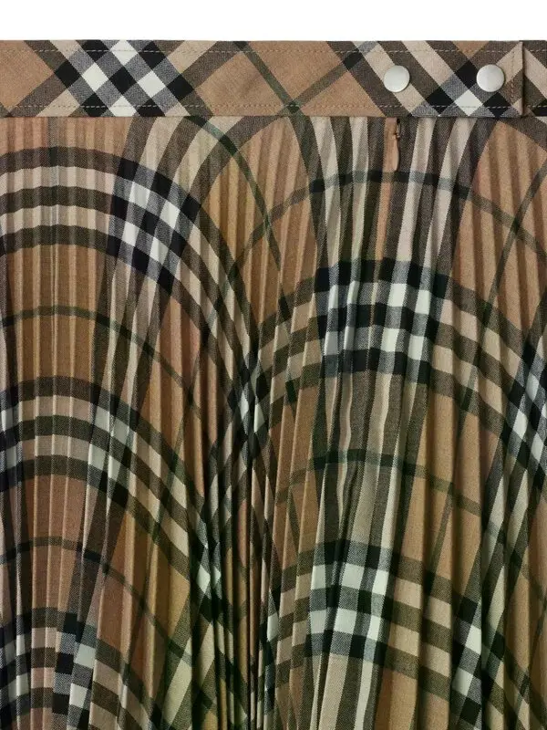 Burberry Checked Wool Pleated Skirt