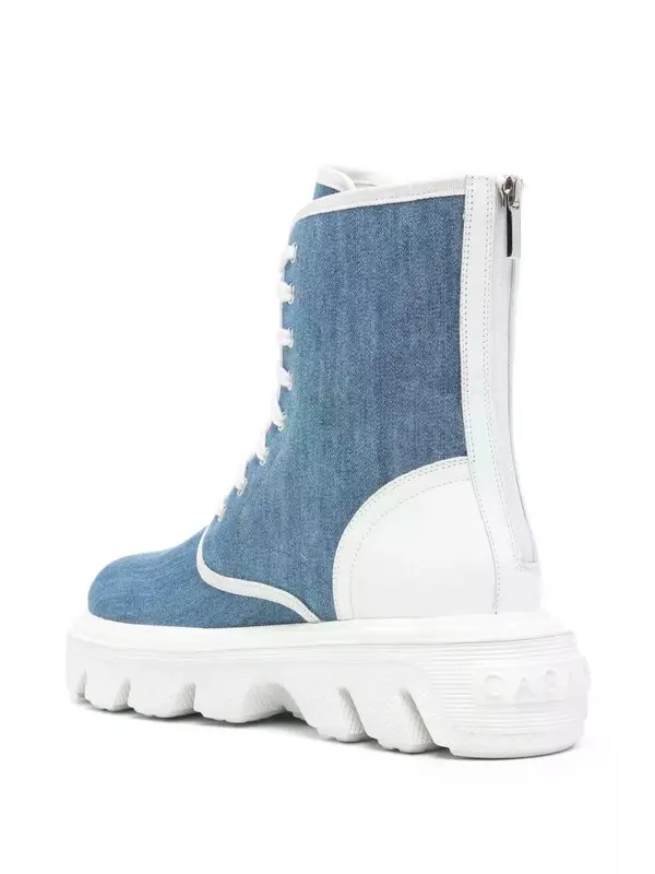Casadei Generation C Denim Lace-up Boots
