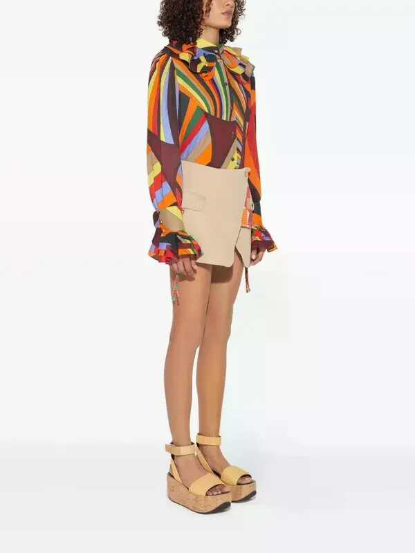 Emilio Pucci Abstract Print Ruffled Cotton Blouse