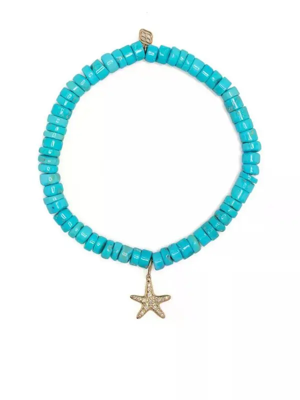 SYDNEY EVAN 14kt Yellow Gold Turquoise Beaded Bracelet - Blue