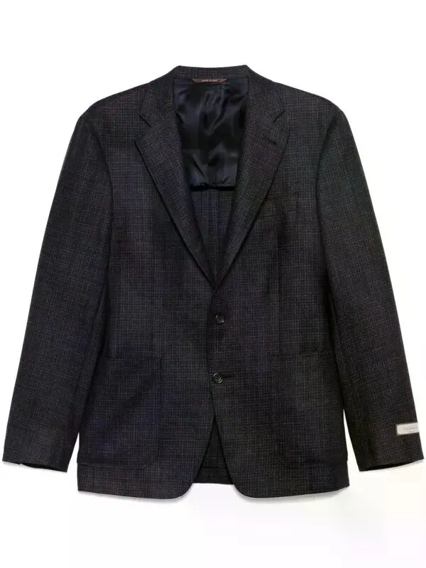 Canali Check-pattern Blazer - Blue